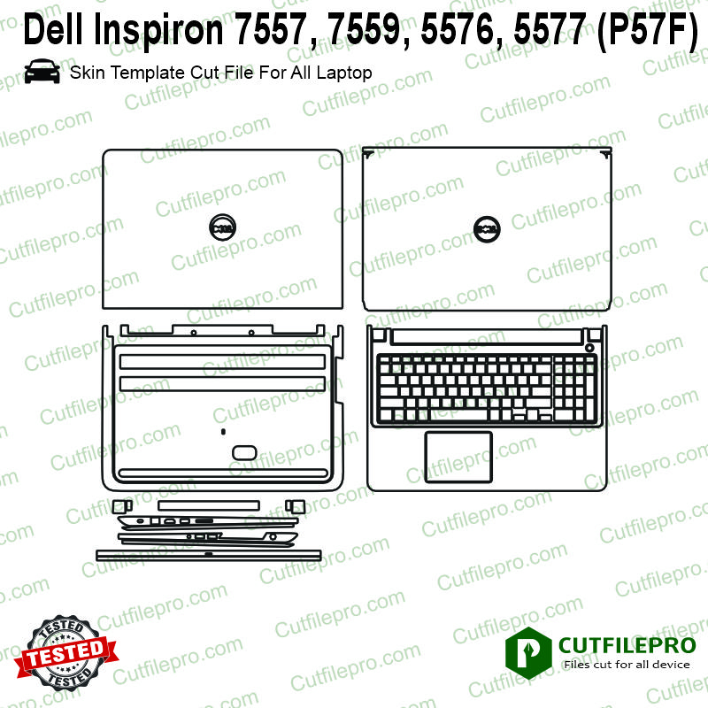 Dell Inspiron 7557, 7559, 5576, 5577 (P57F) Cut File Skin Template Vector