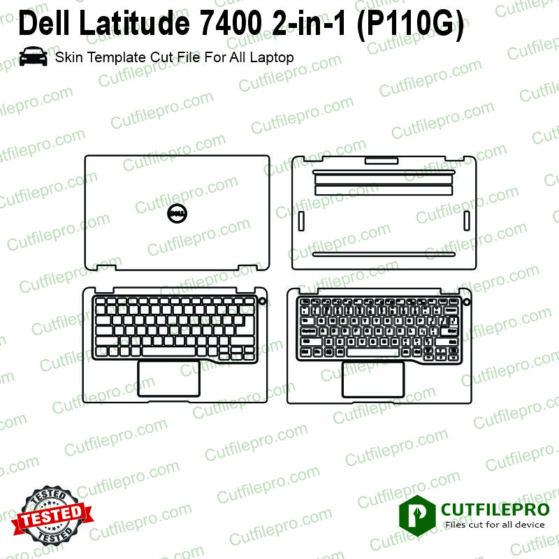 Dell Latitude 7400 2-in-1 (P110G) Cut File Skin Template Vector