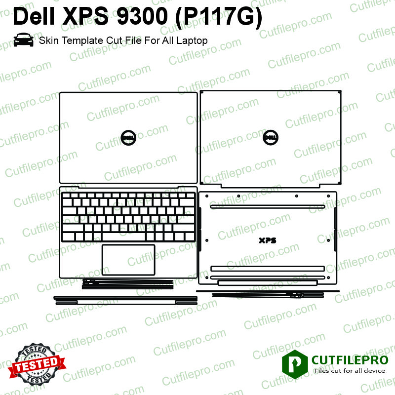 Dell XPS 7390 2 in 1 (P103G) Cut File Skin Template Vector
