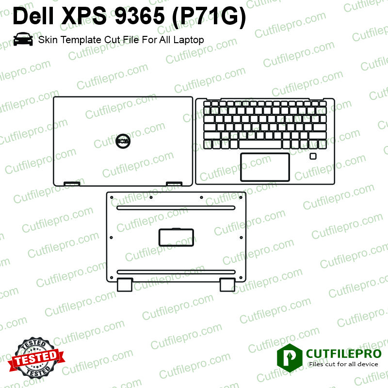 Dell XPS 9365 (P71G) Cut File Skin Template Vector